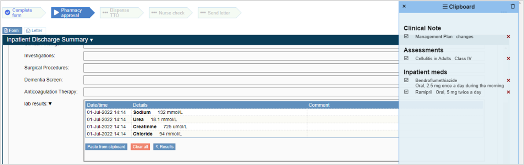 Using the clipboard to copy and paste information