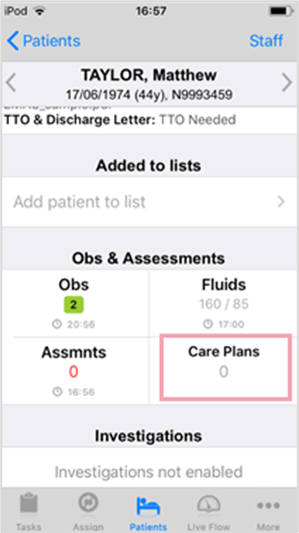 Viewing care plans