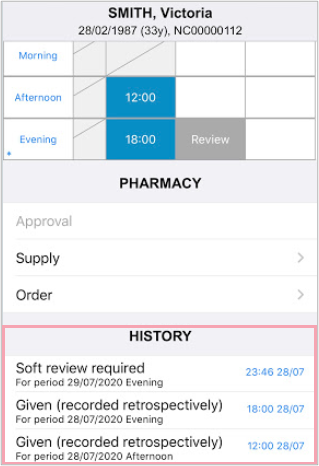 Viewing medication history